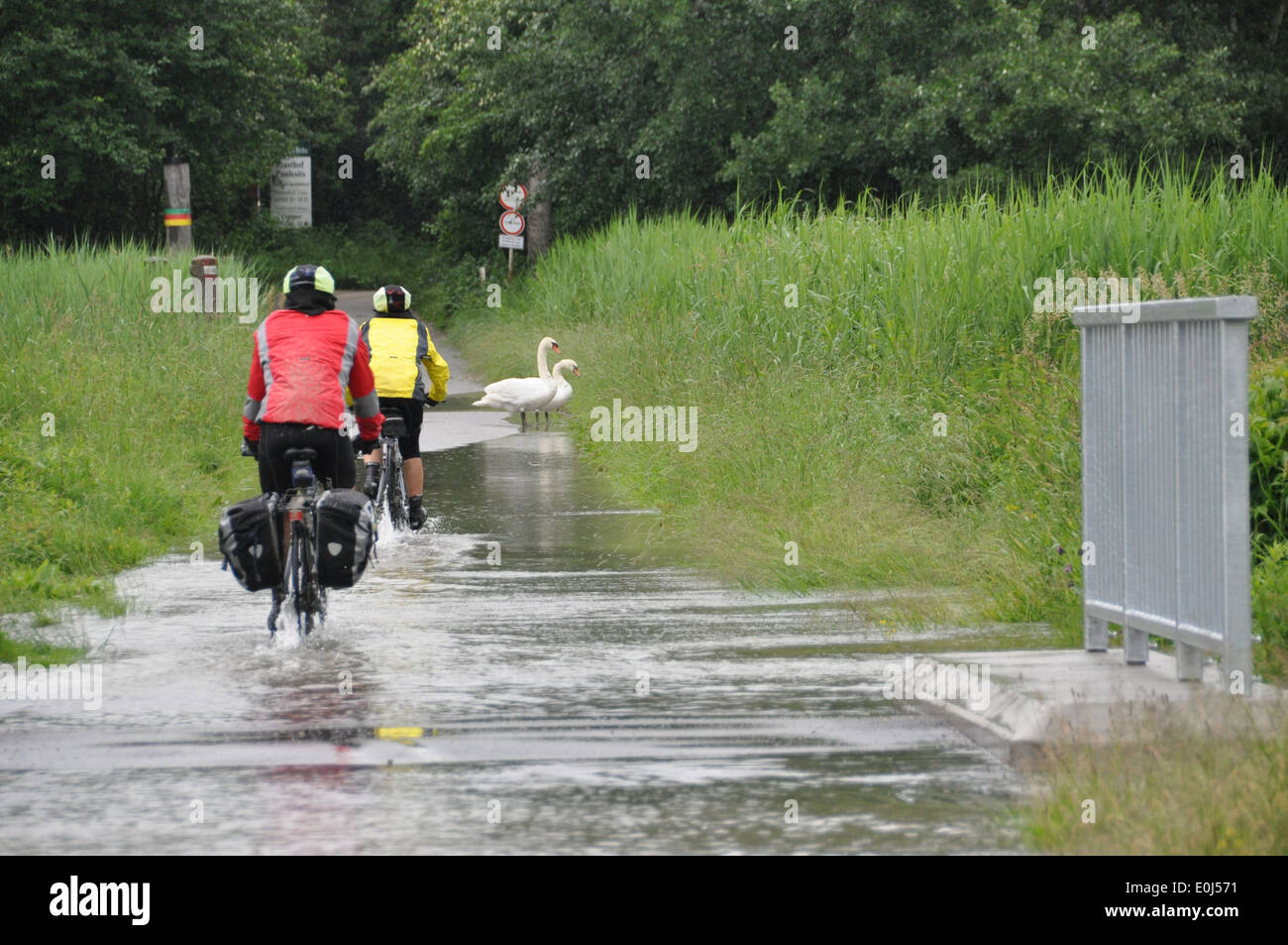 Riding a bike through a puddle hi-res stock photography and images - Alamy