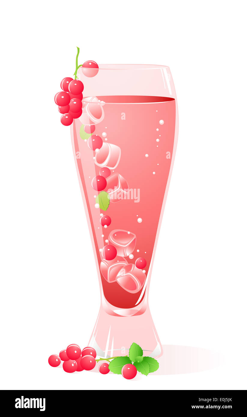 glass with drink, berries and ice on a white background Stock Photo - Alamy