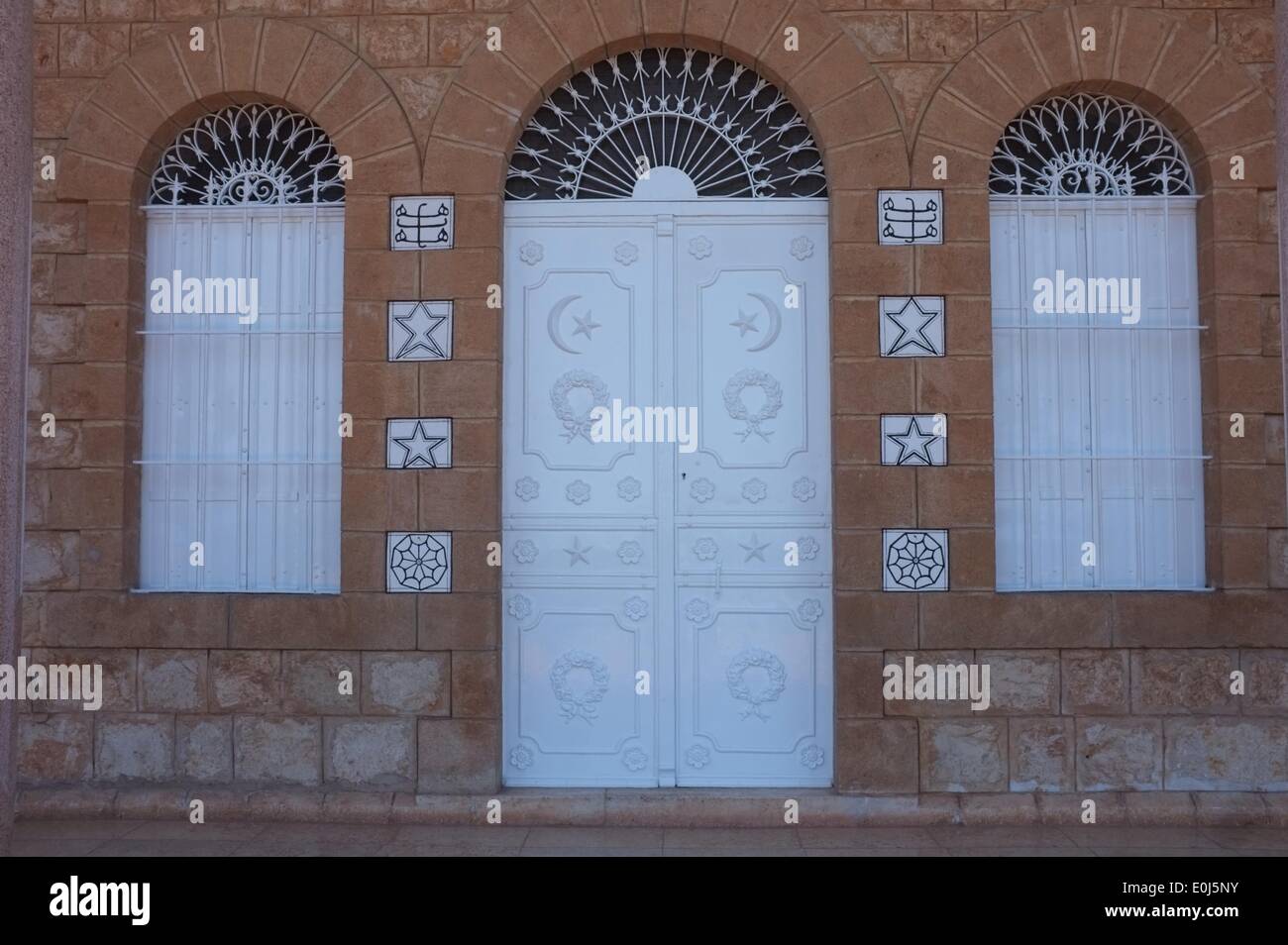 A doorway into the shrine at the Bahai Temple and Gardens, designed by ...