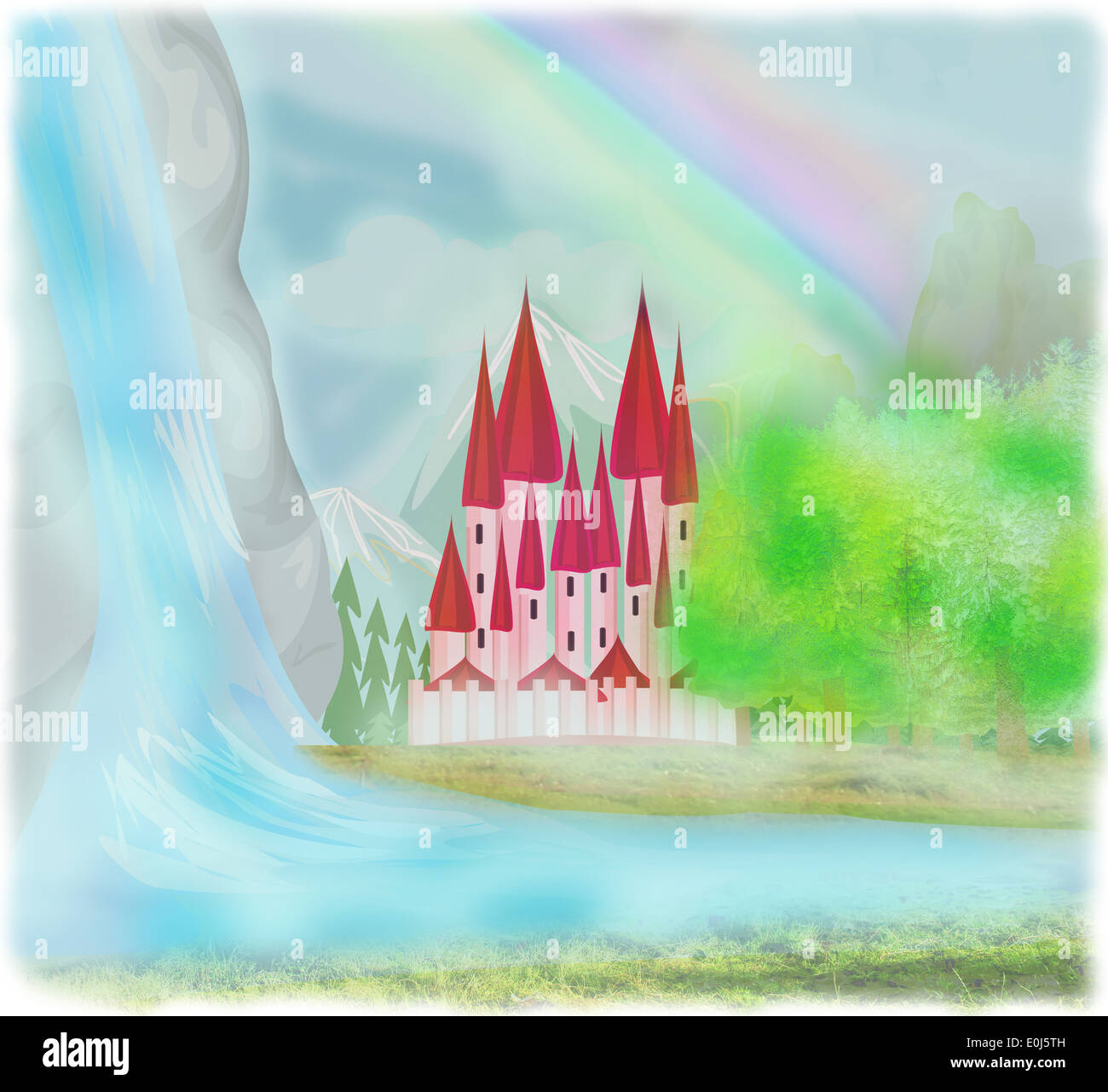 Landscape with old castle Stock Photo - Alamy