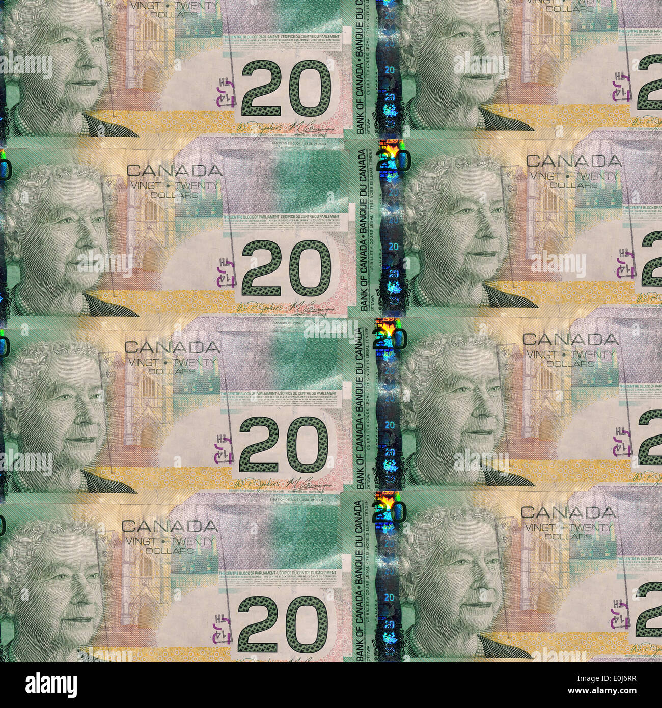 Rows of Canadian $20 notes Stock Photo - Alamy