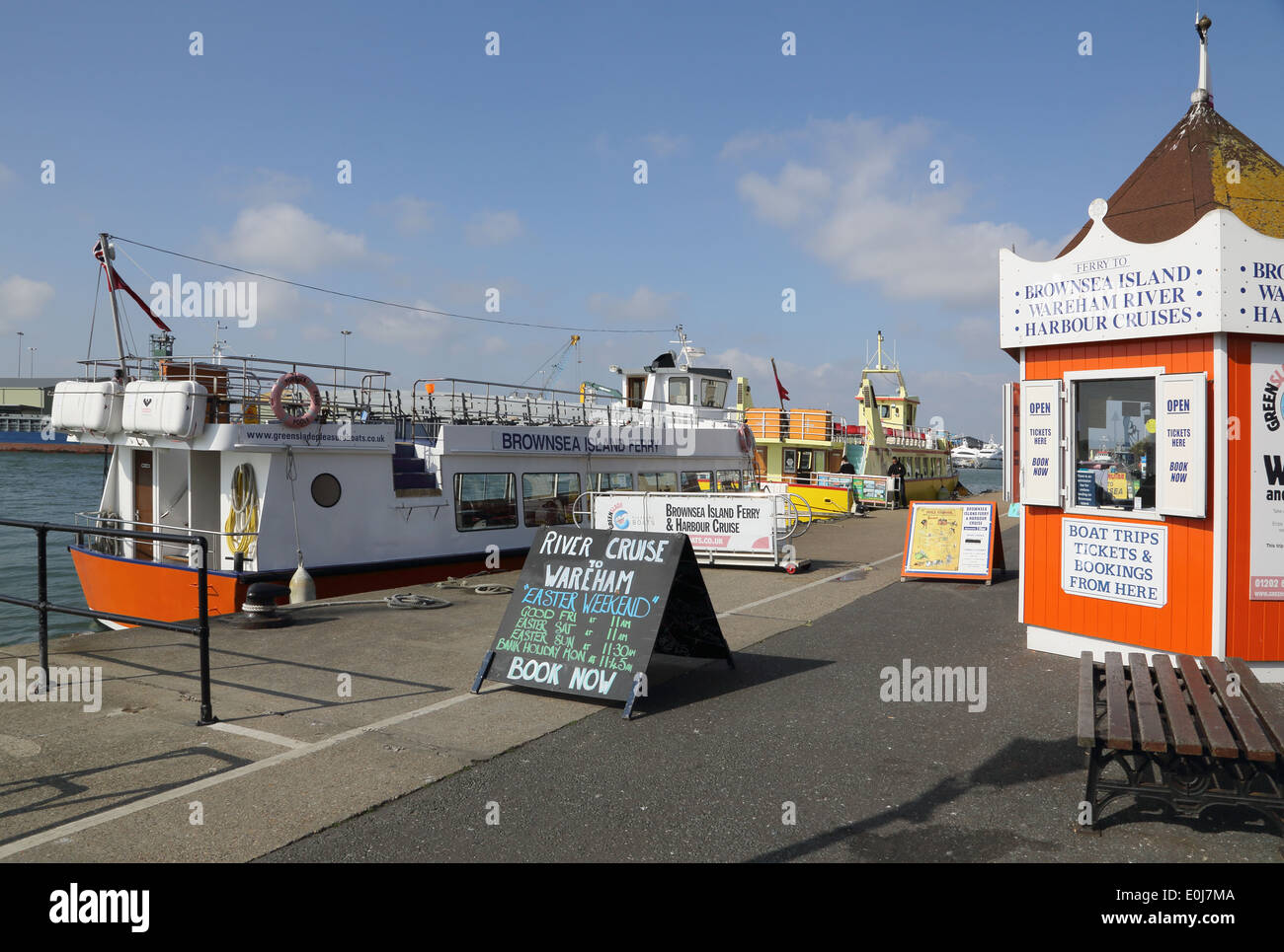 brownsea ferry moored in the coastal town of poole on the dorset coast ...
