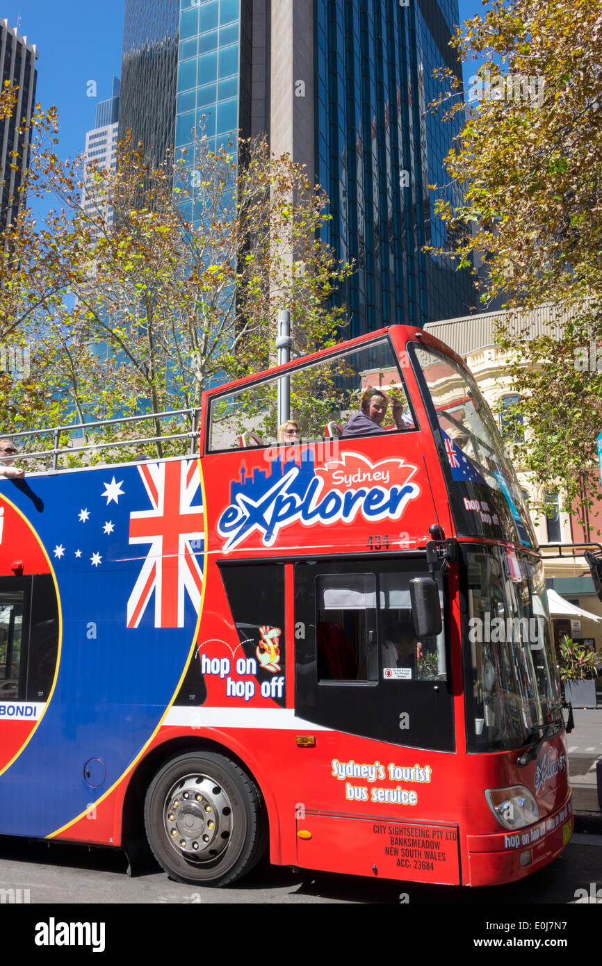 Sydney Australia,Pitt Street,double-decker,bus,coach,Sydney Explorer ...