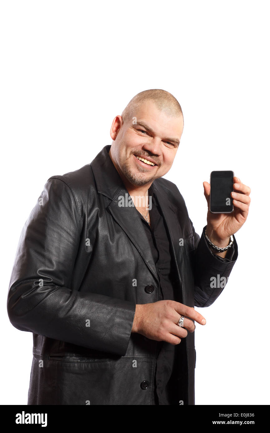 Senior man happy cell phone hi-res stock photography and images - Alamy