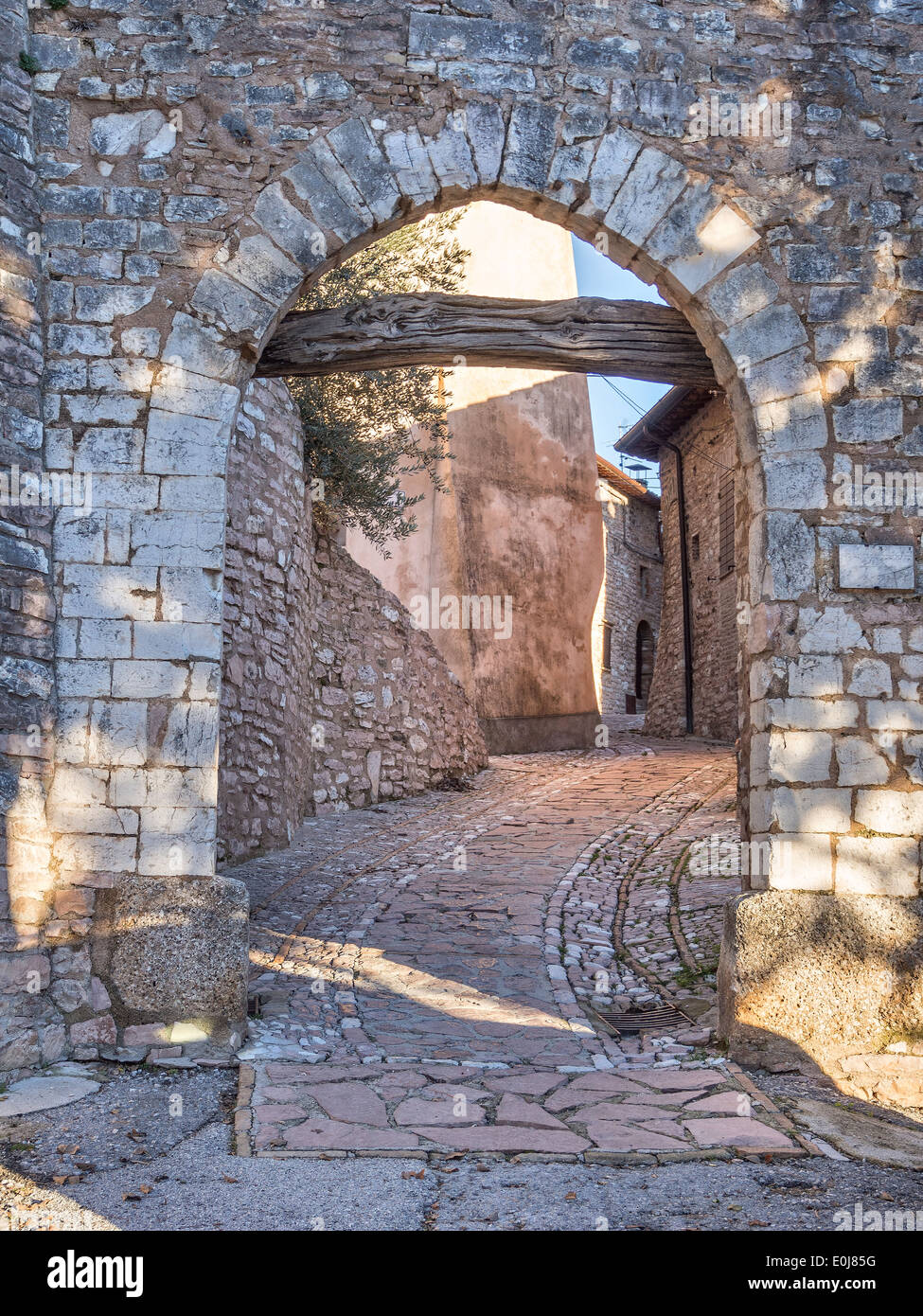 entrance to the medieval castle of Collepino, Spello, Italy Stock Photo ...