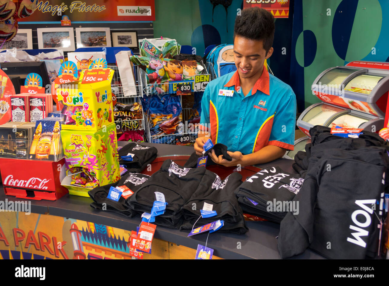 Amusement park worker hi-res stock photography and images - Alamy