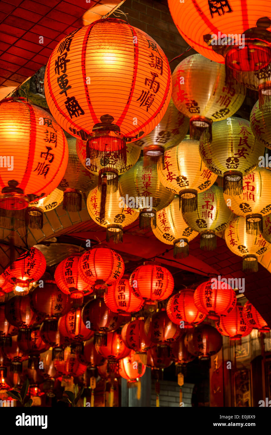 Lanterns hanging at temple in Taiwan Stock Photo - Alamy