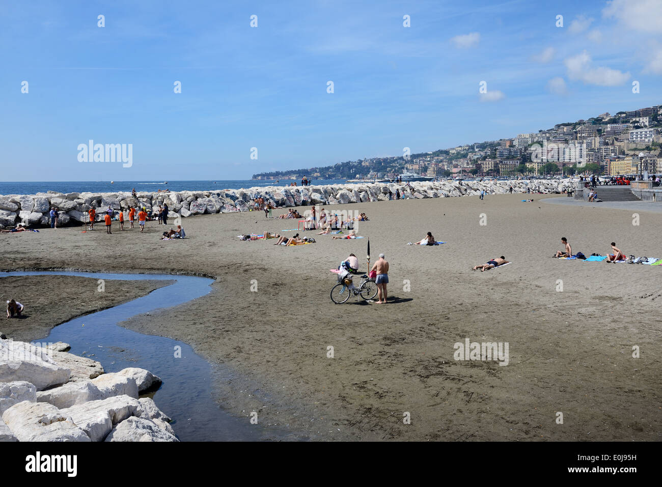 Famous beach called "Mappatella beach" on the Naples Stock Photo - Alamy