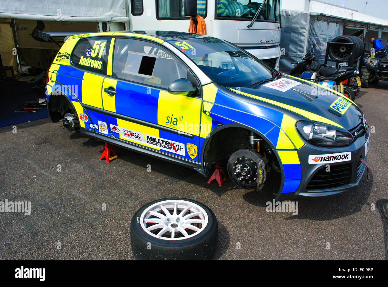 Racing Volkswagen car on jacks Stock Photo - Alamy