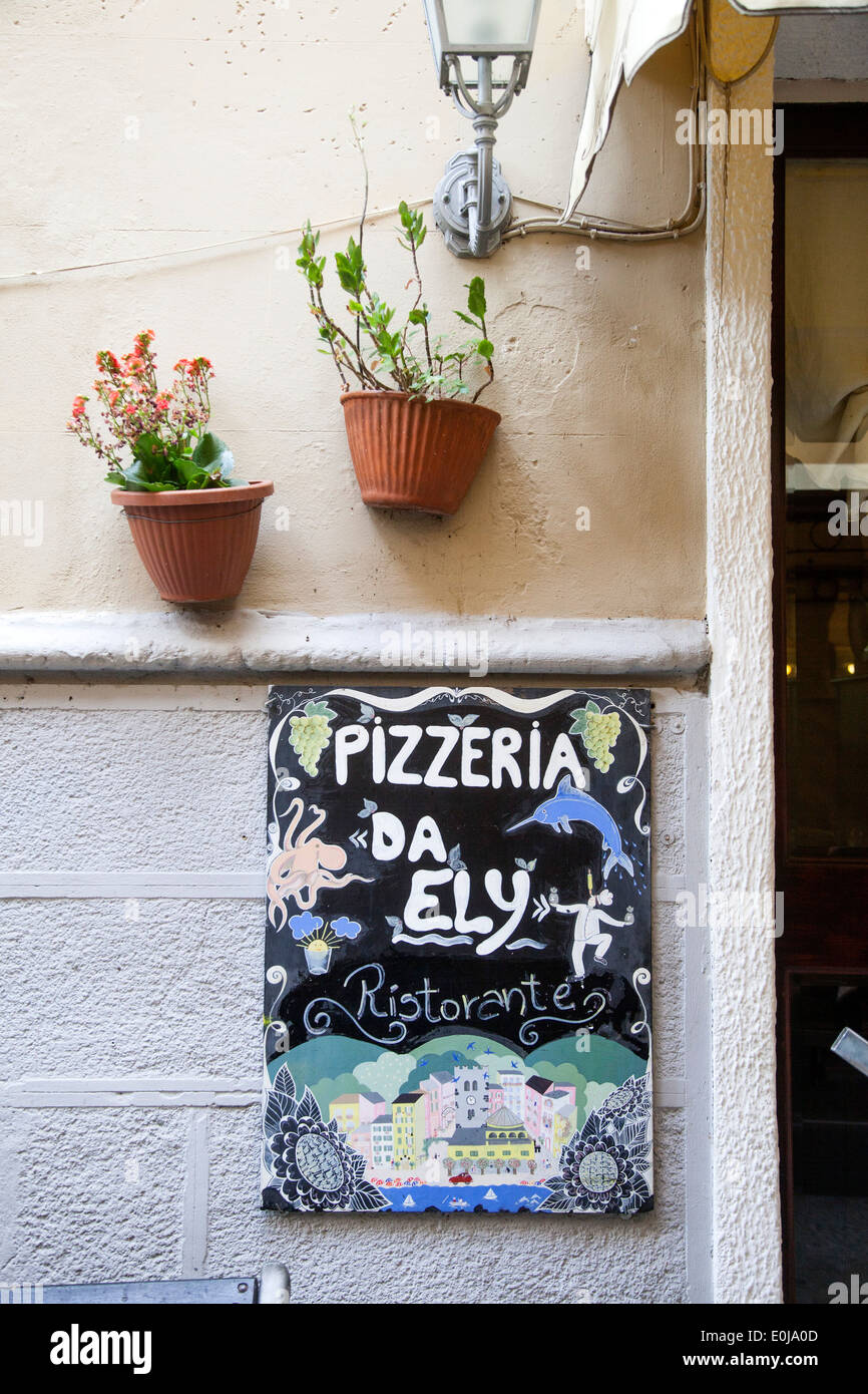 Pizzeria in the Italian village of Monterosso Stock Photo - Alamy
