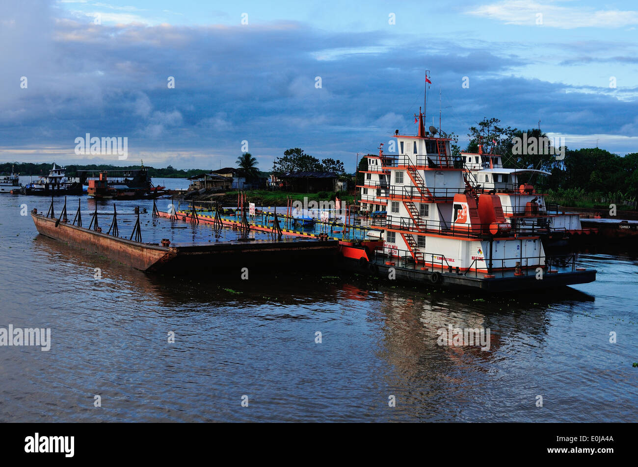 Tugboat - Port of Punchana in IQUITOS . Department of Loreto .PERU ...