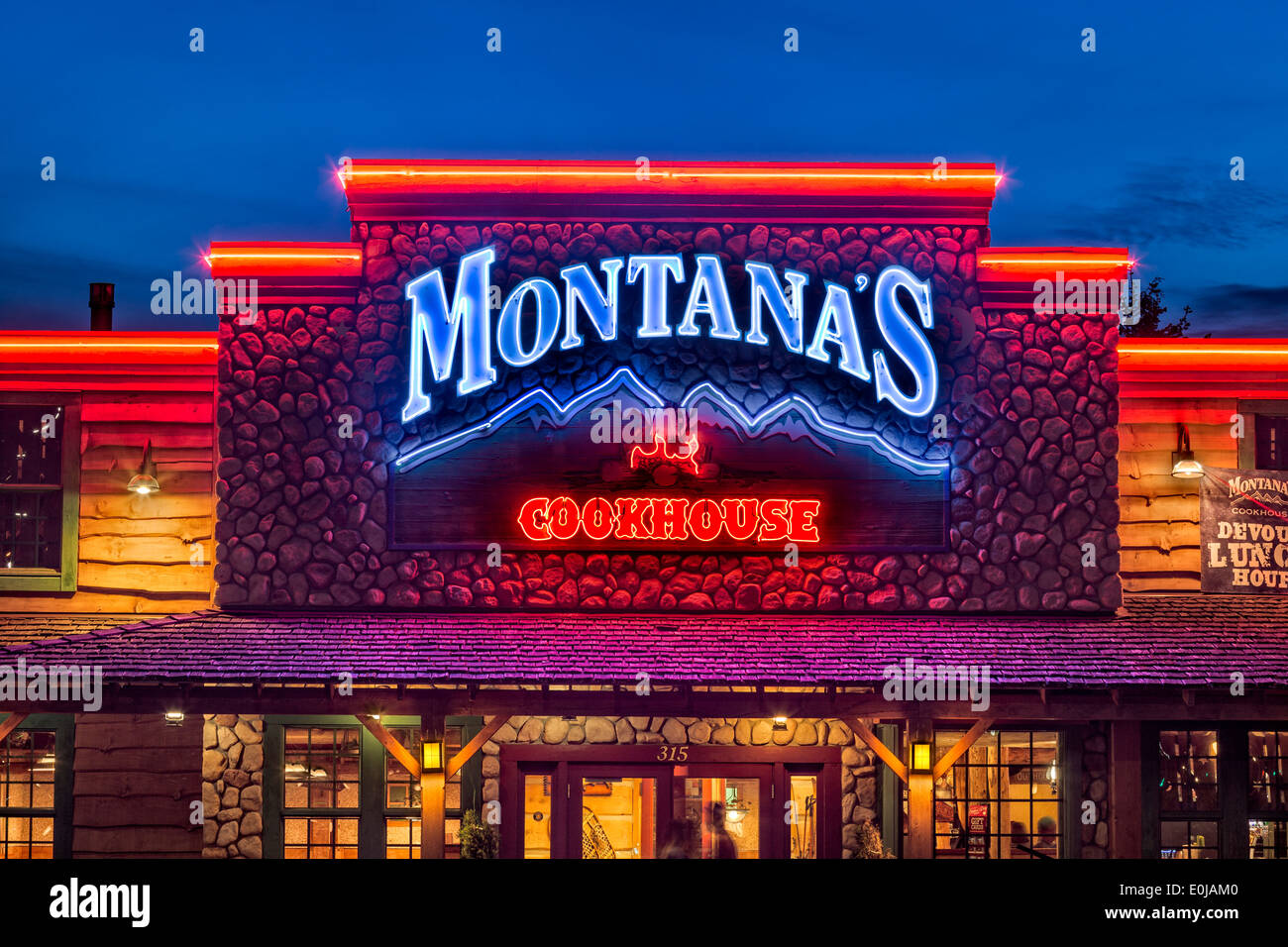 Montanas Cookhouse restaurant at twilight-Victoria, British Columbia ...