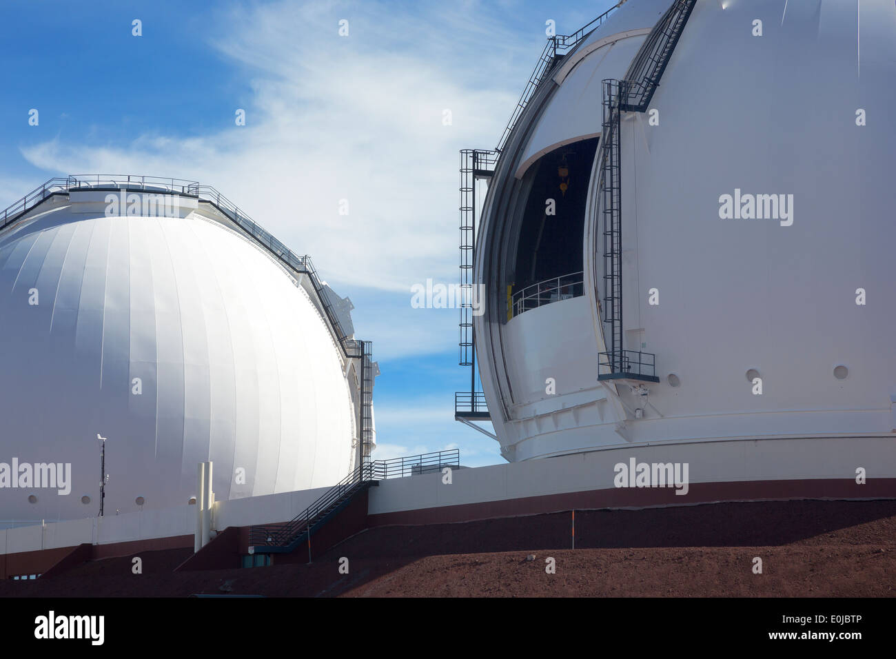 Large window open for telescope on astronomy observatory atop Mauna Kea ...