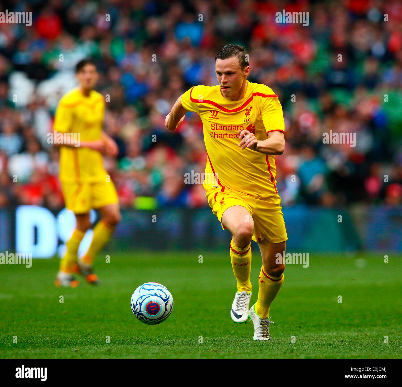 Dublin, Ireland. 14th May, 2014. Brad Smith (Liverpool FC) charges ...