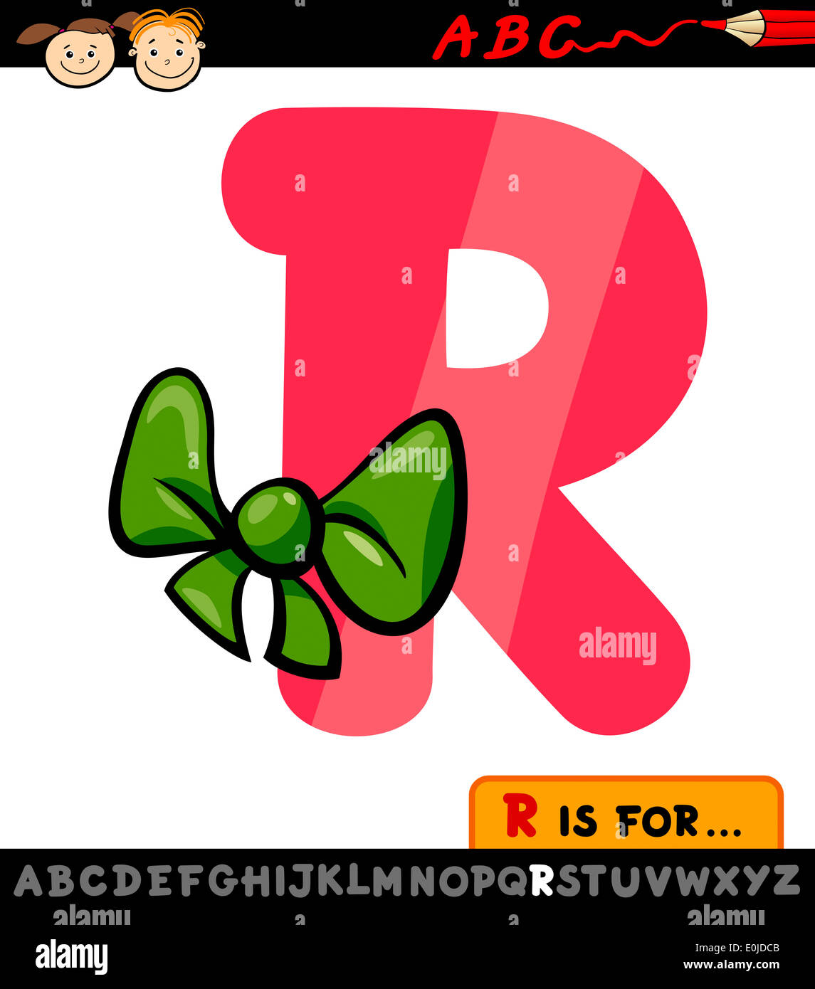 Cartoon Illustration of Capital Letter R from Alphabet with Ribbon for ...