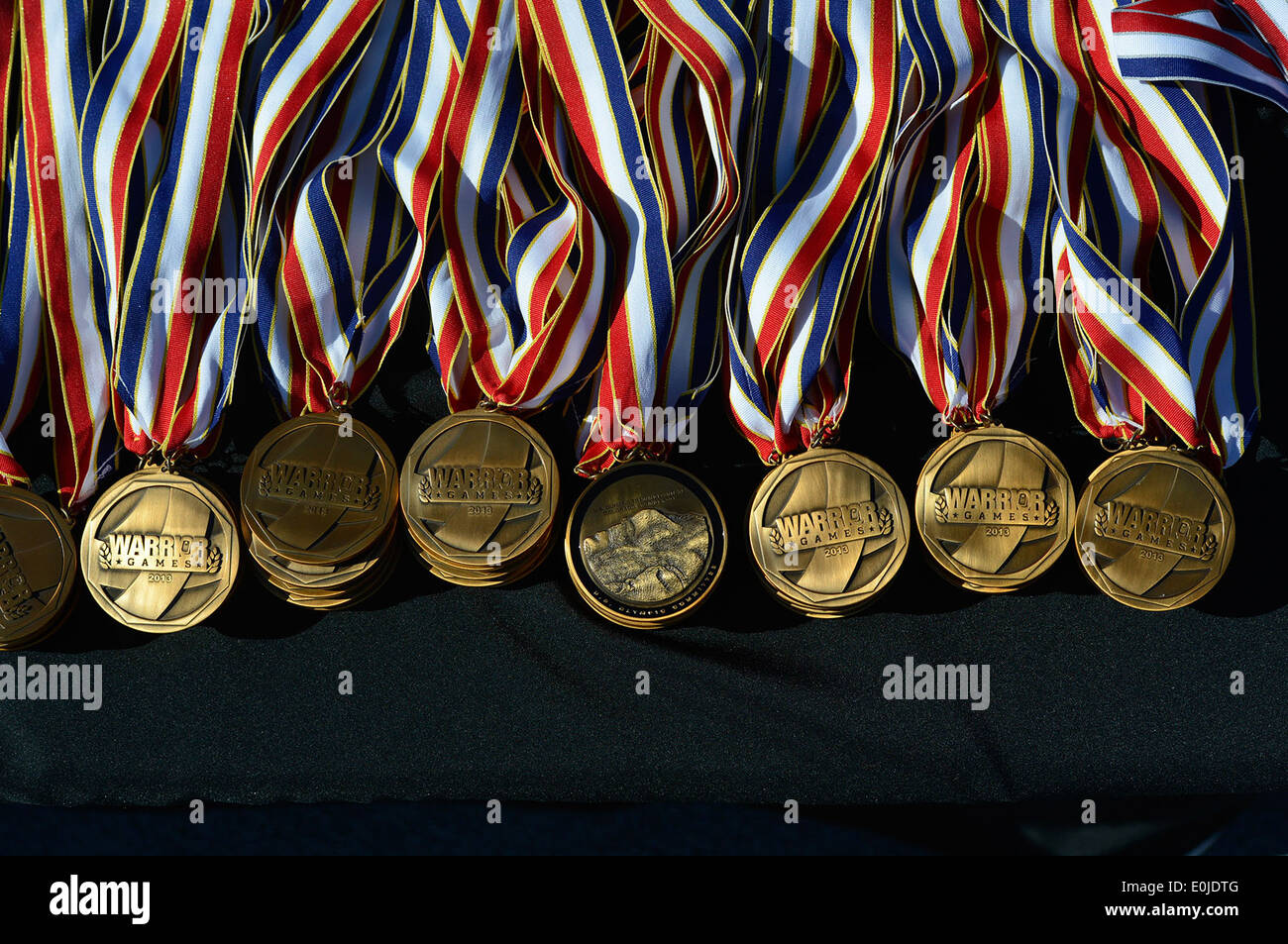 2013 Warrior Games gold medals are on display to motivate the athletes ...