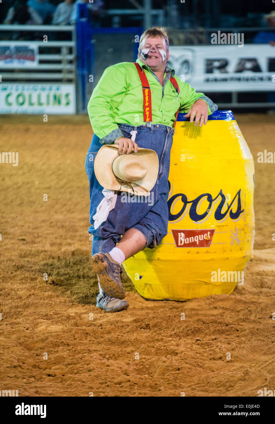 Rodeo Clown performing in the Clark County Fair and Rodeo a ...