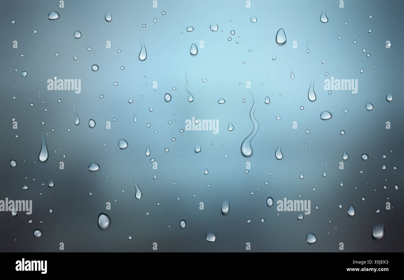Realistic illustration of water drops on window Stock Photo - Alamy
