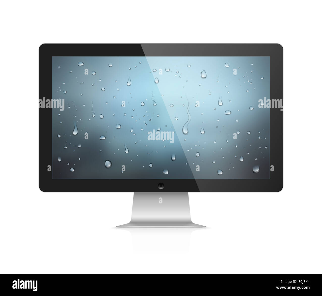 Realistic illustration of computer monitor with water drops wallpaper ...