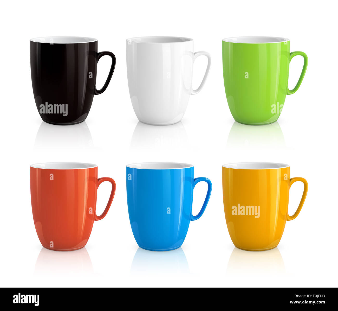 High detailed illustration of colorful cups isolated on white ...