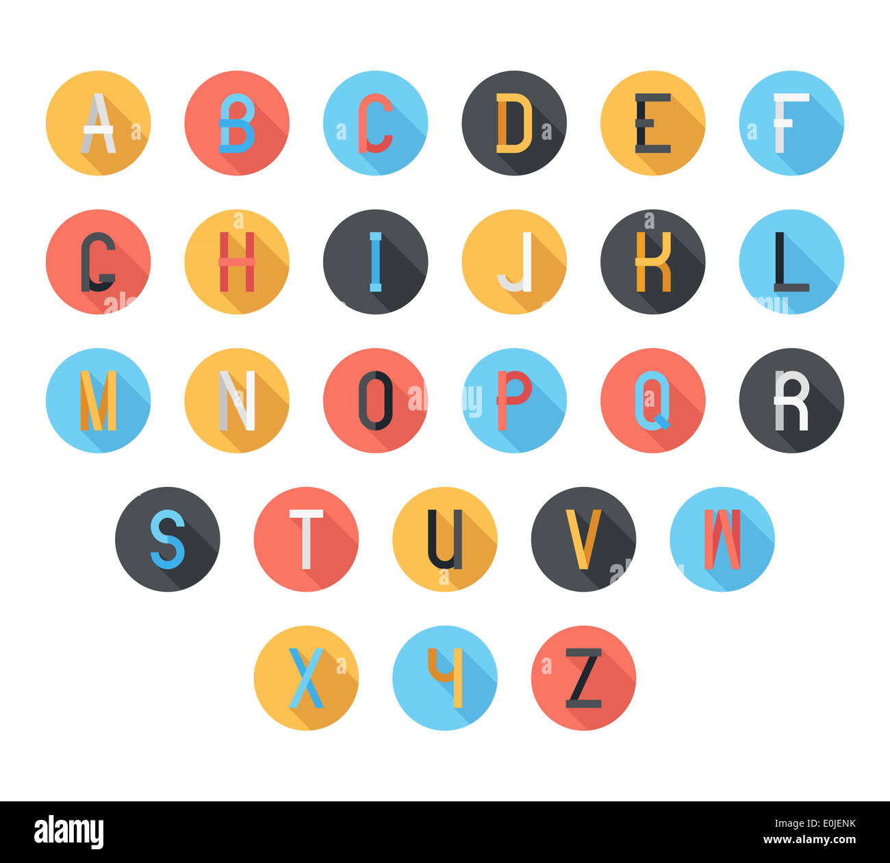 Design elements, illustration of colorful abstract letters with long ...