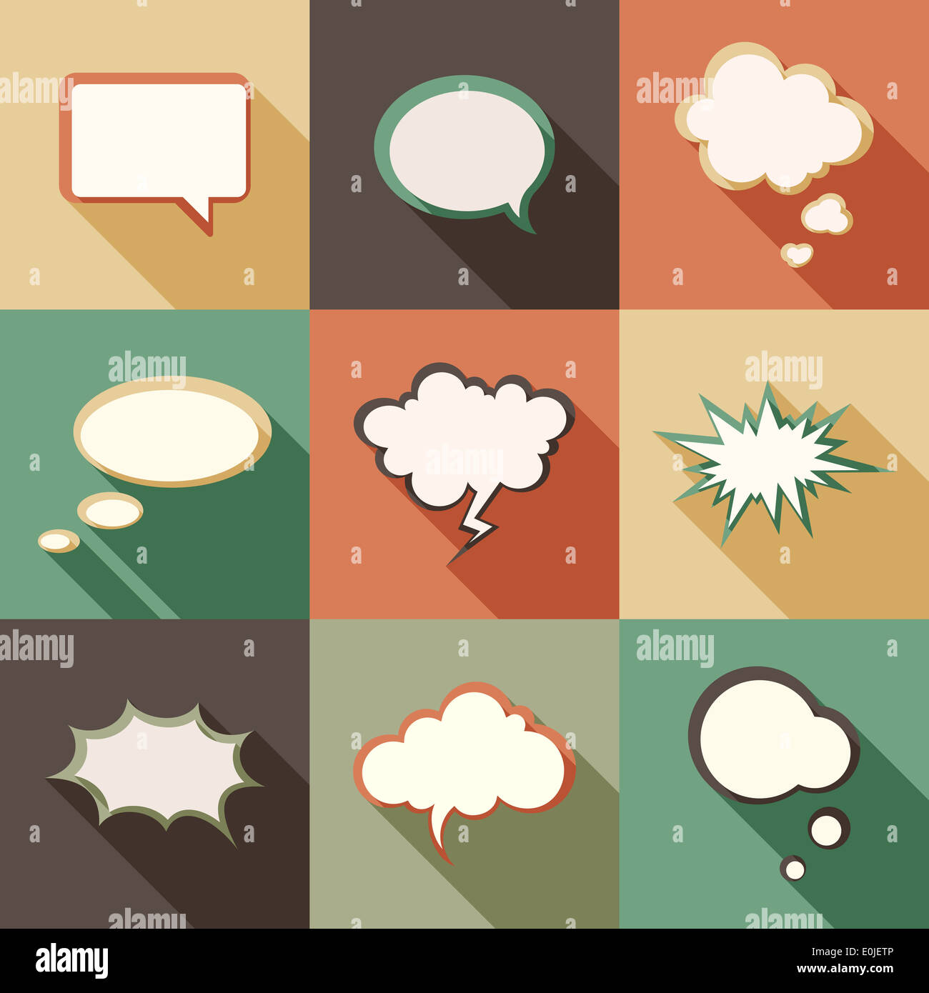 Collection of different retro styled speech bubbles Stock Photo - Alamy