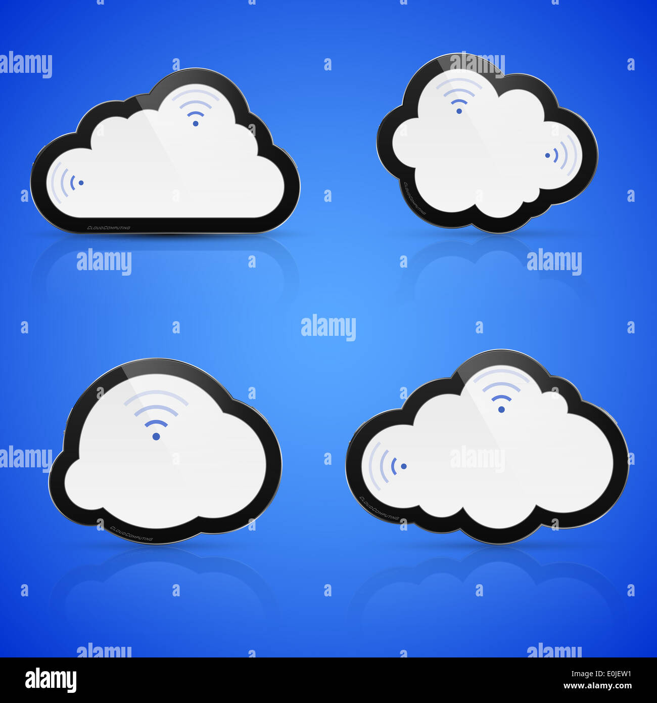 Illustration of abstract clouds on blue background. Cloud computing ...