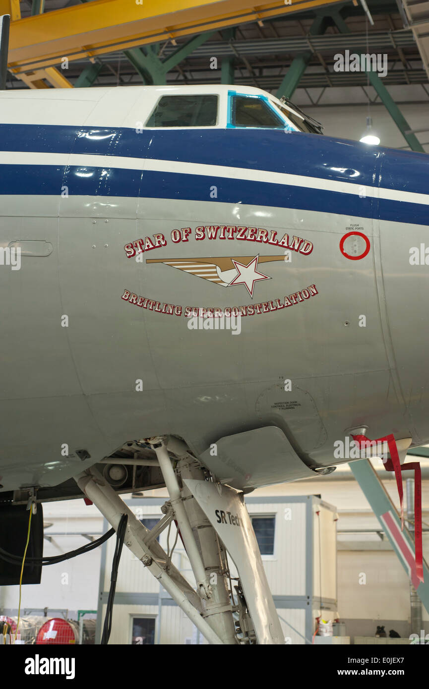 The historic passenger aircraft Lockheed Super Constellation L-1049 "HB ...