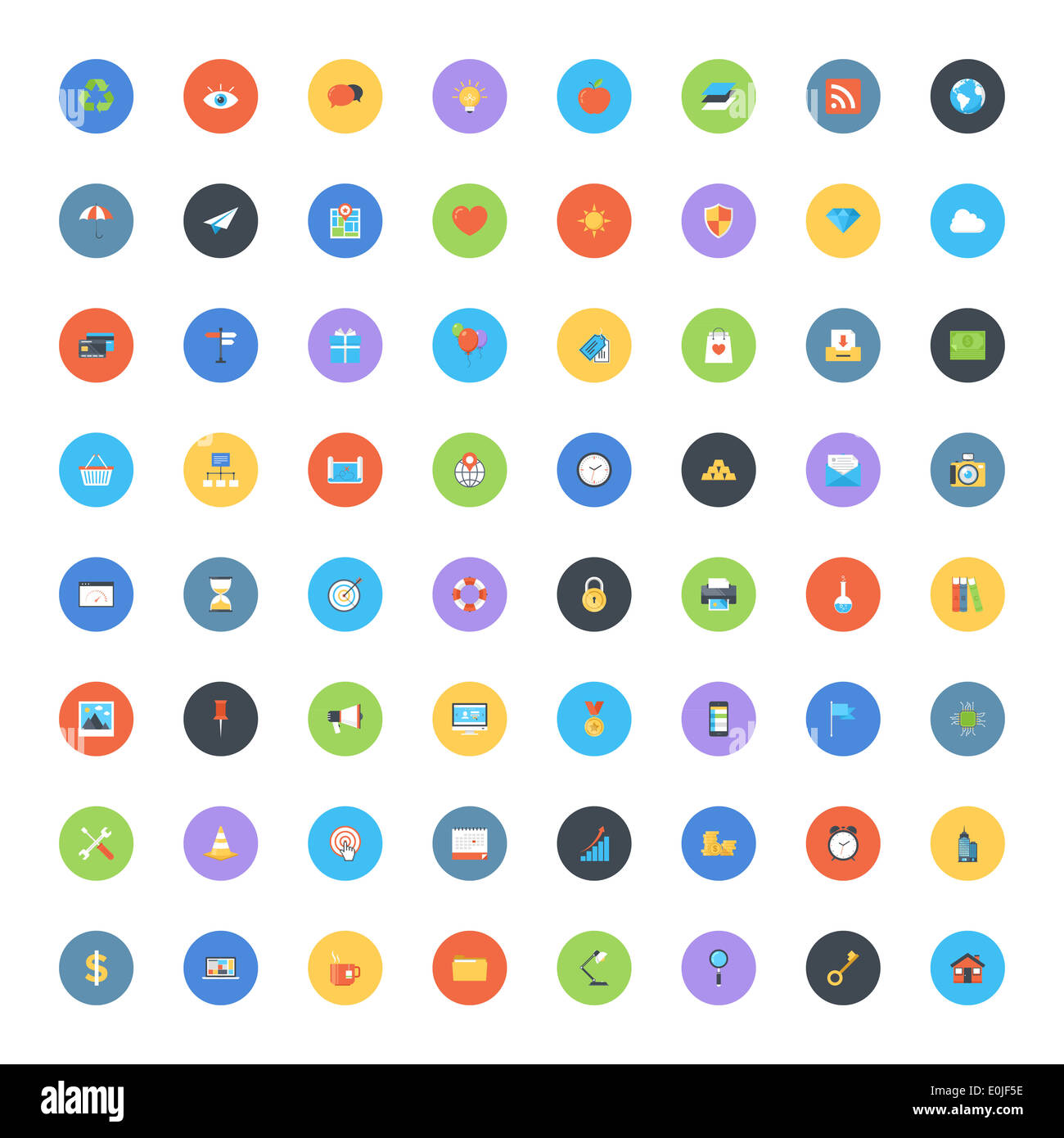 Vector set of modern trendy flat and colorful universal web icons Stock ...