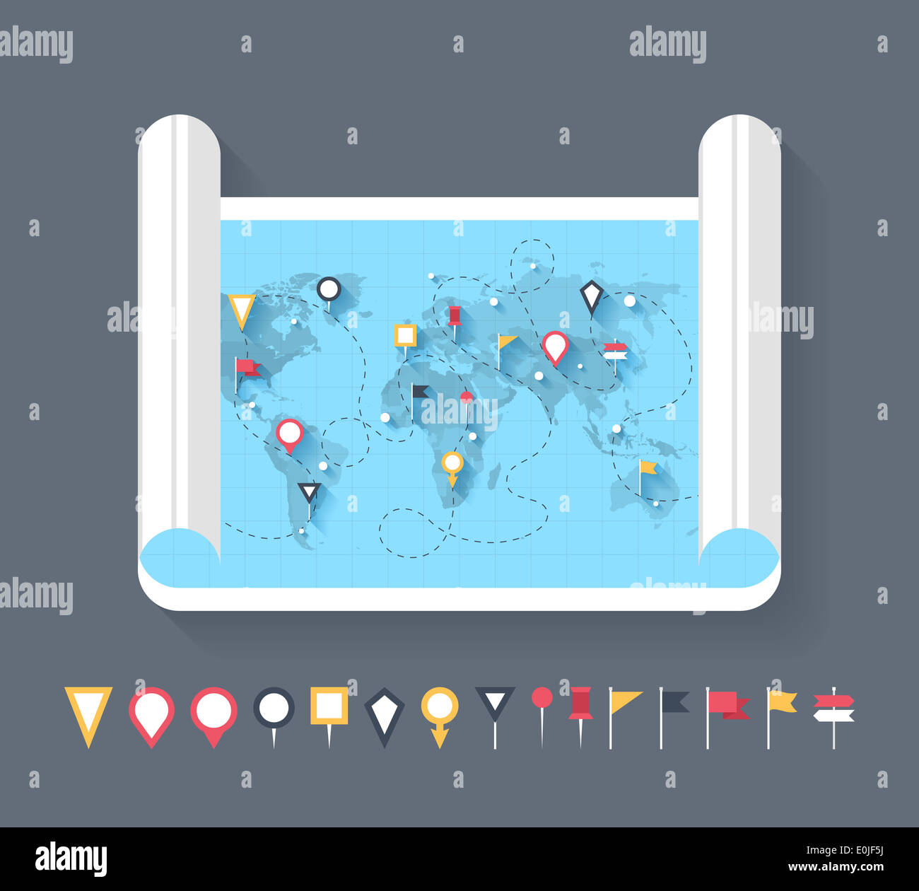 Vector set of different types of flat map markers Stock Photo - Alamy