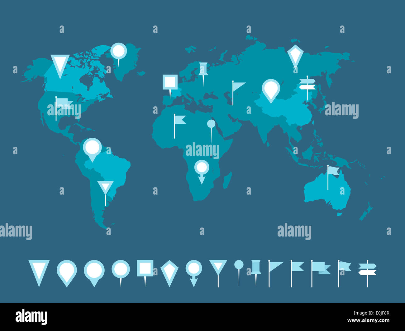 Vector set of different types of flat map markers Stock Photo - Alamy