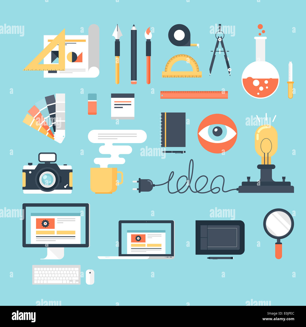 Abstract flat vector illustration of design and development tools ...