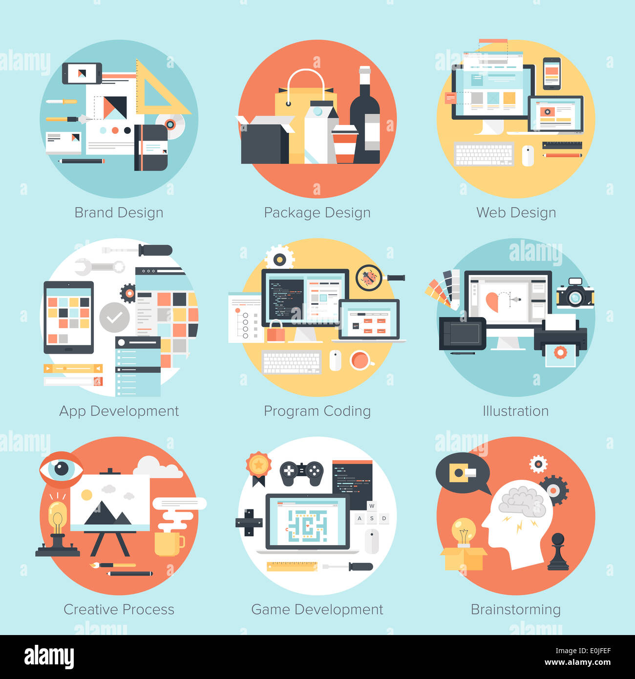 Abstract flat vector illustration of design and development concepts ...