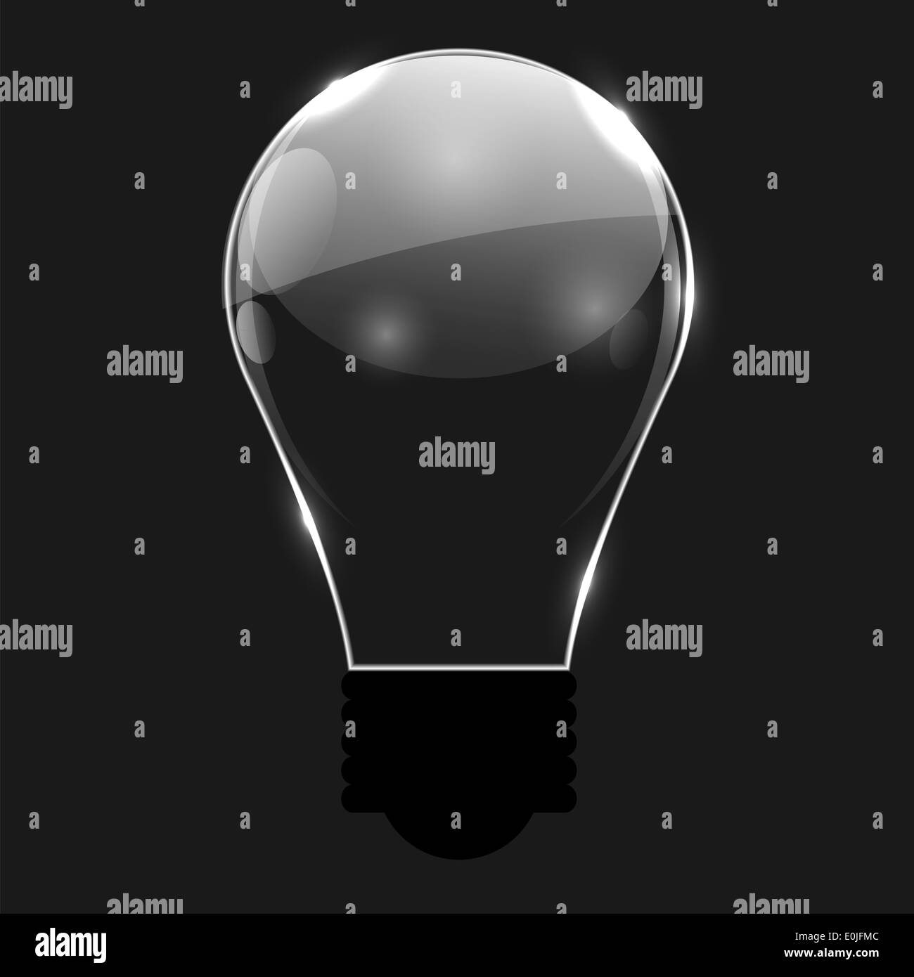 Glowing Bulb on Black Background, Vector Illustration Stock Photo - Alamy