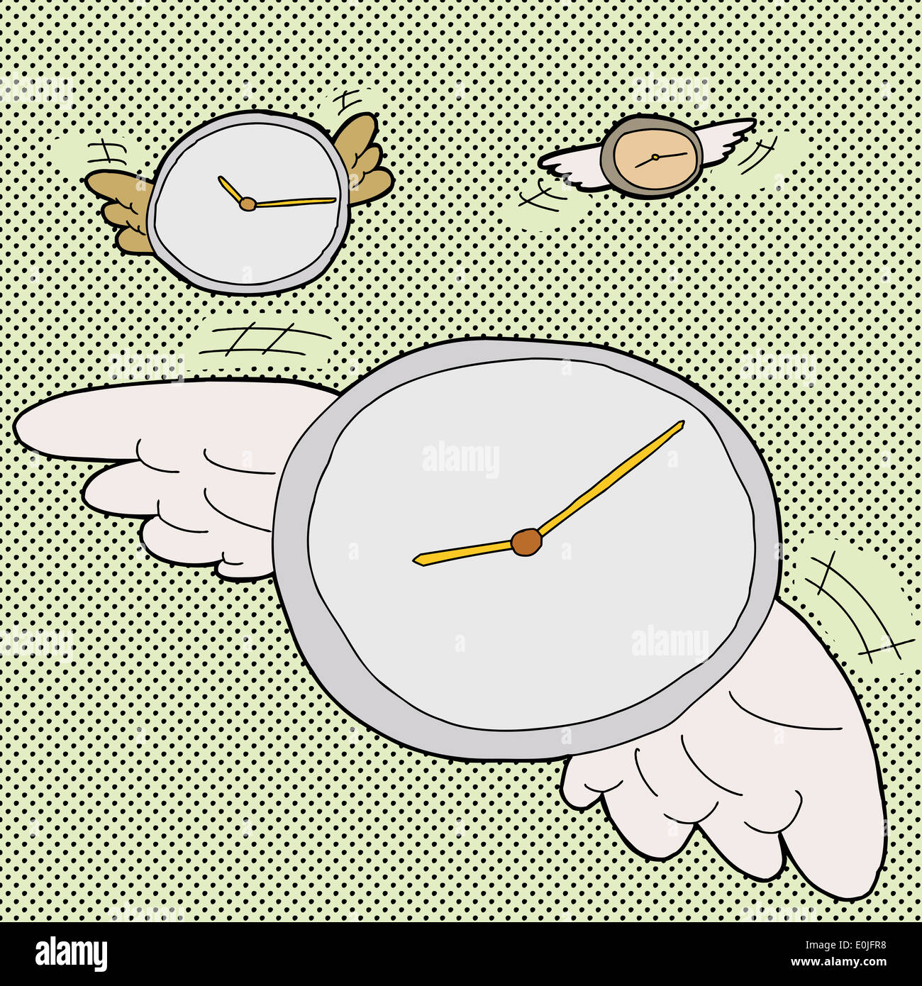 Clocks with wings in time flies cartoon Stock Photo - Alamy