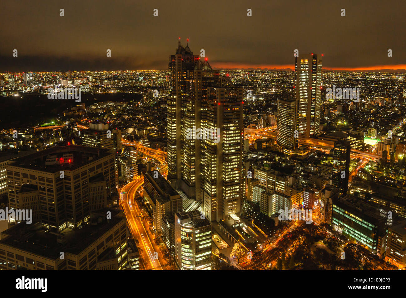 High rise buildings in Shinjuku at night, Tokyo, Japan Stock Photo - Alamy