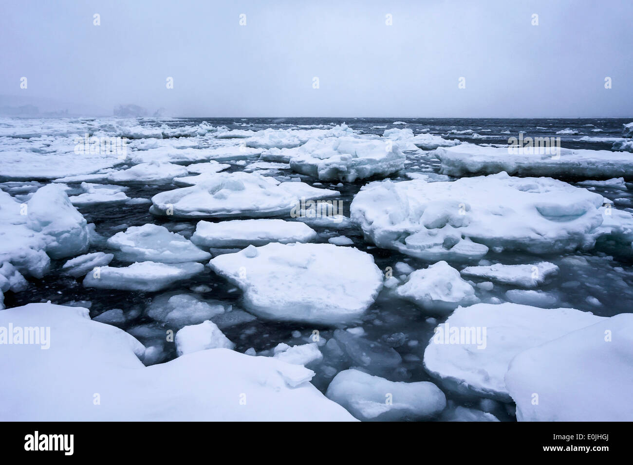Draft ice on sea in Japan Stock Photo - Alamy