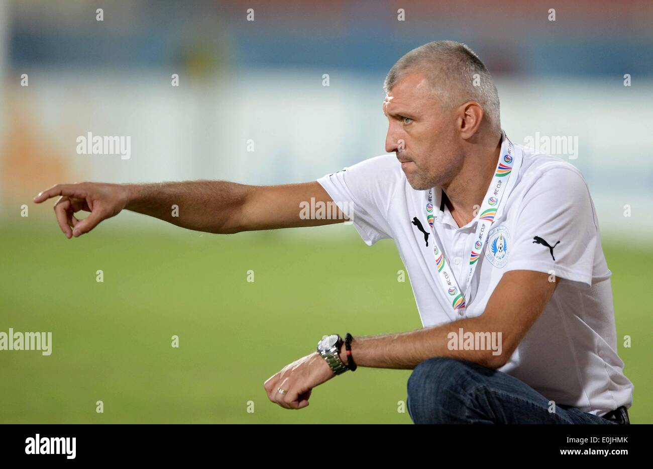Kuwait City. 14th May, 2014. Bahrain's Riffa SC Romanian Coach Florin ...