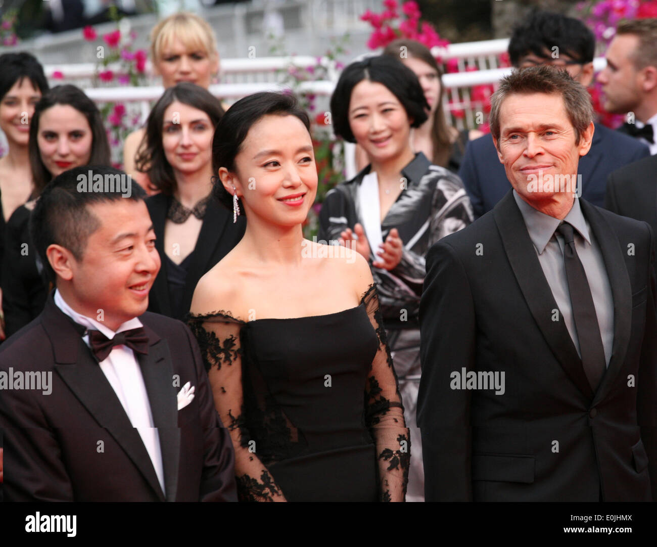 Cannes, France. 14th May, 2014. Zhangke Jia, Do Yeon Jeon and Willem ...