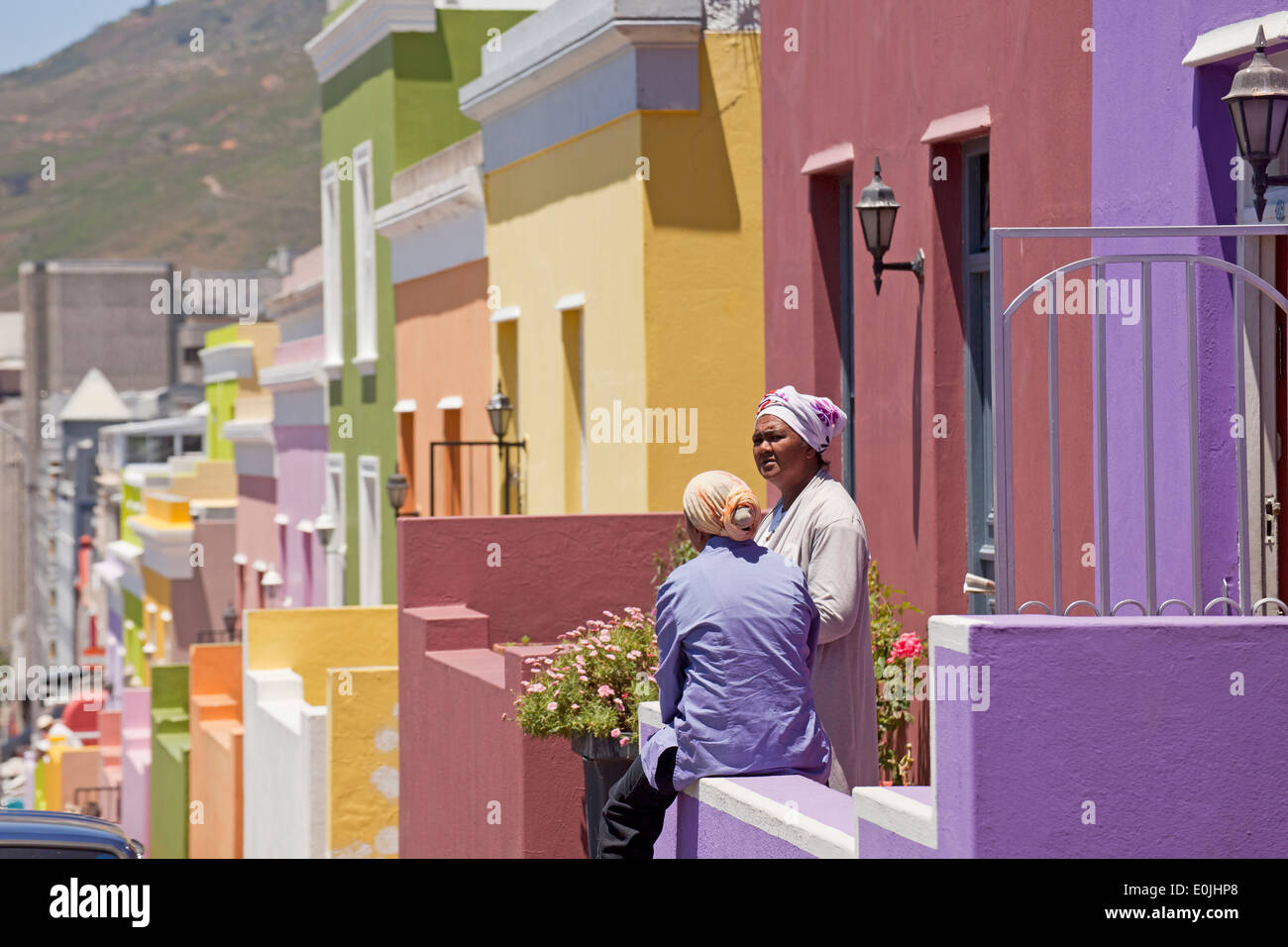 local woman and their typical coloured homes in the quarter Cape Malay ...