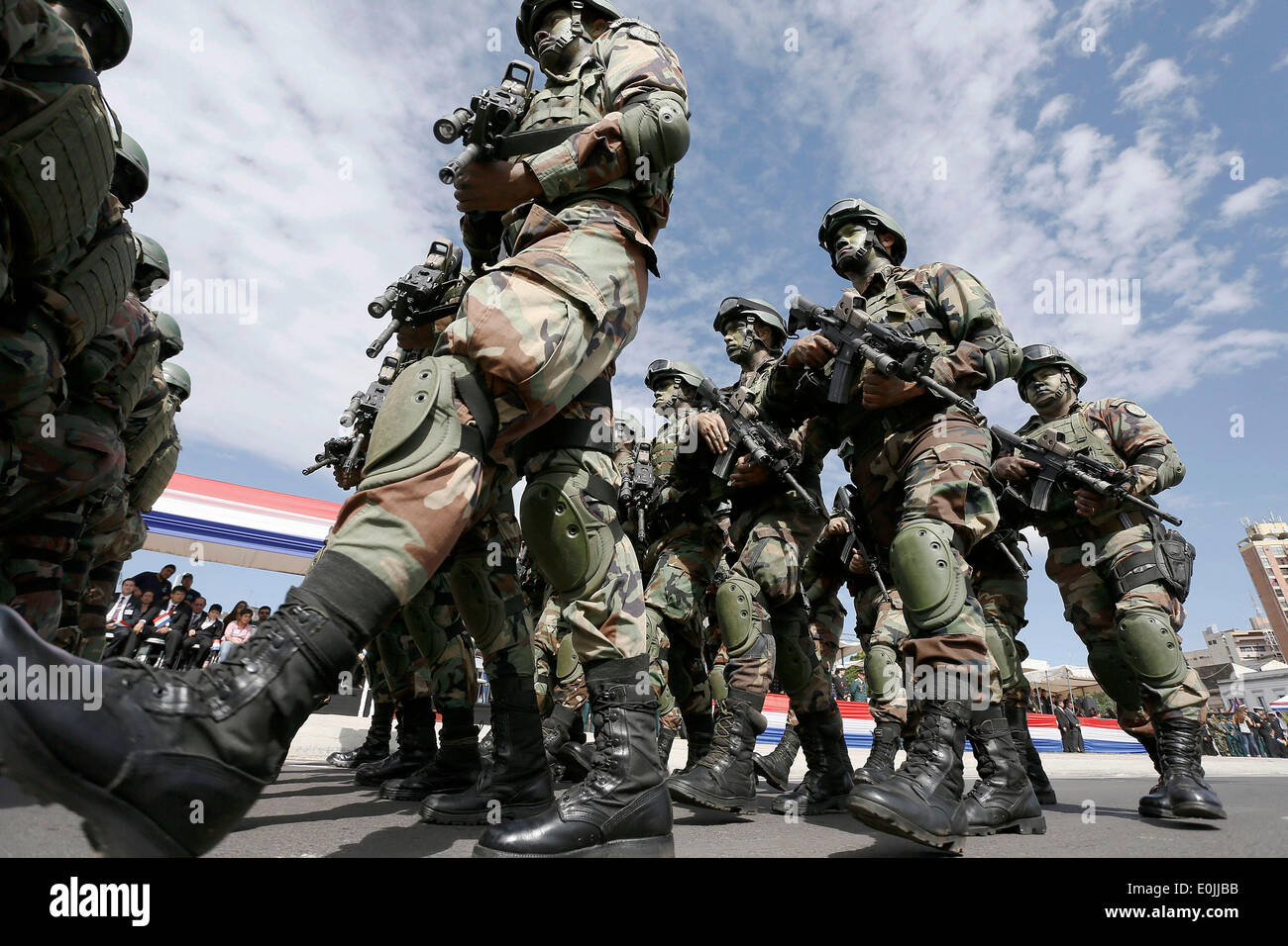Asuncion, Paraguay. 14th May, 2014. Soldiers participate in the ...