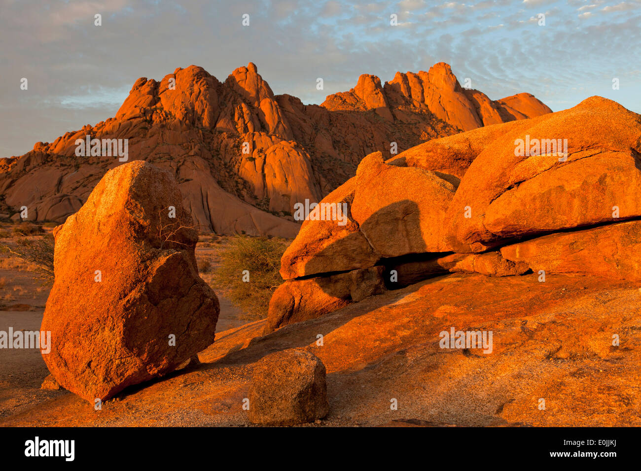 landscape with rocks around the granite mountain Spitzkoppe, Namibia ...