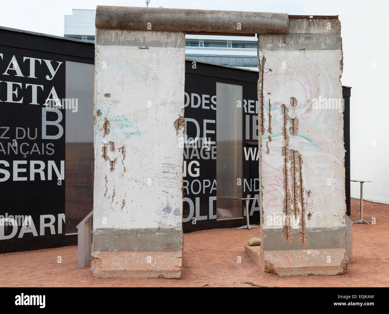 A section of the Berlin wall, on display, separated East and West ...