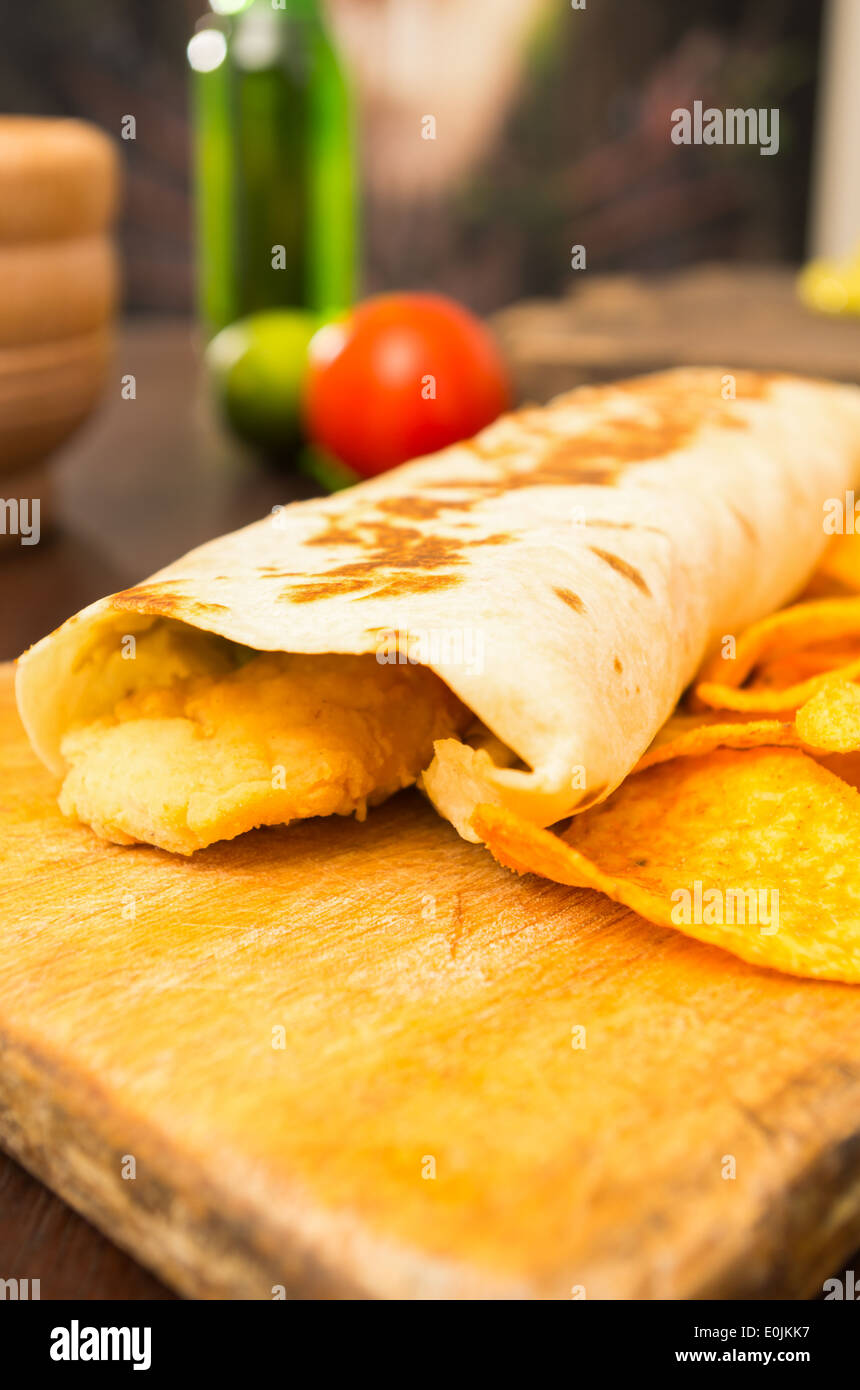 Mexican burrito food served on hi-res stock photography and images - Alamy