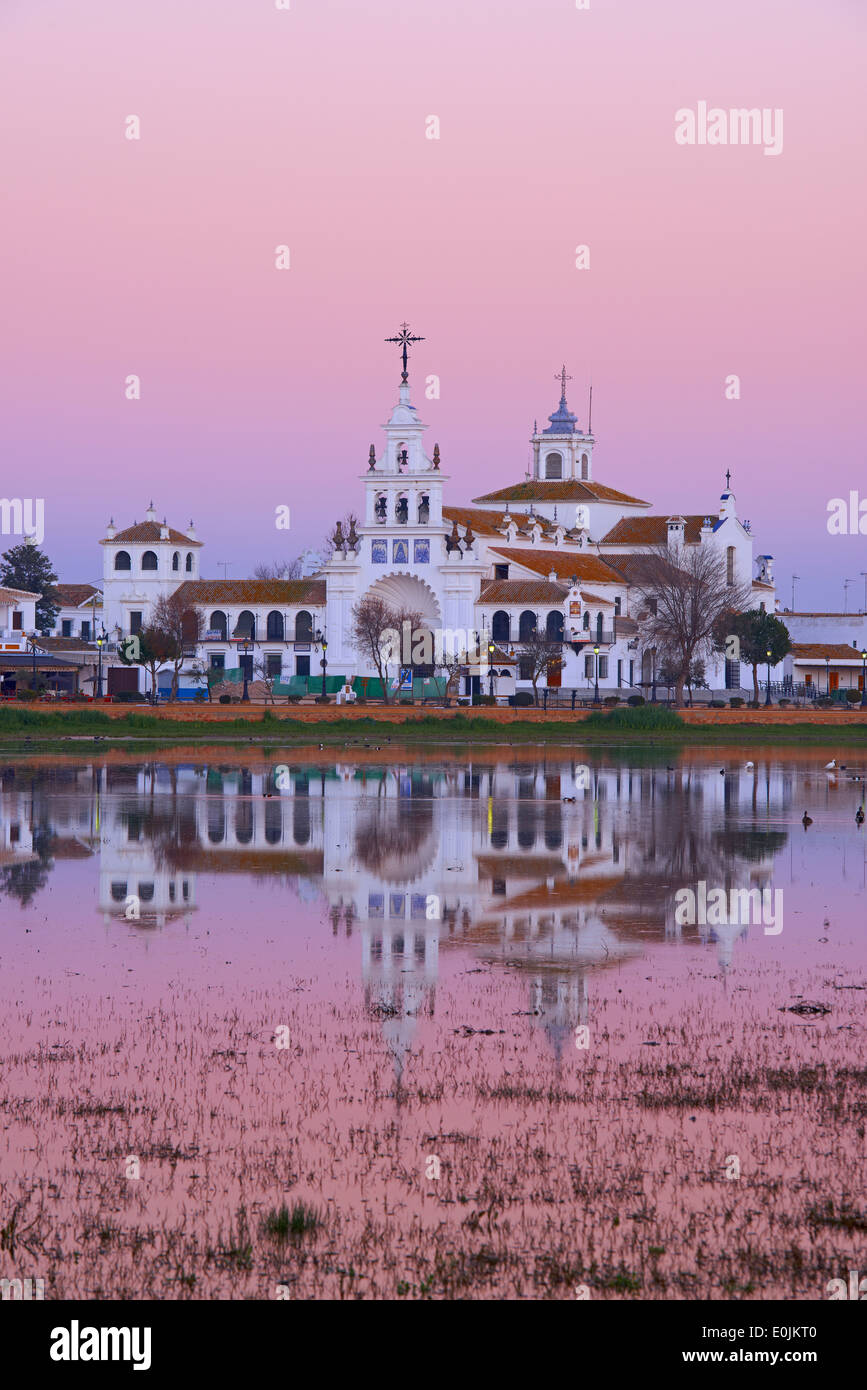 El Rocio village and Hermitage at Sunset, Almonte. El Rocio, El Rocío ...