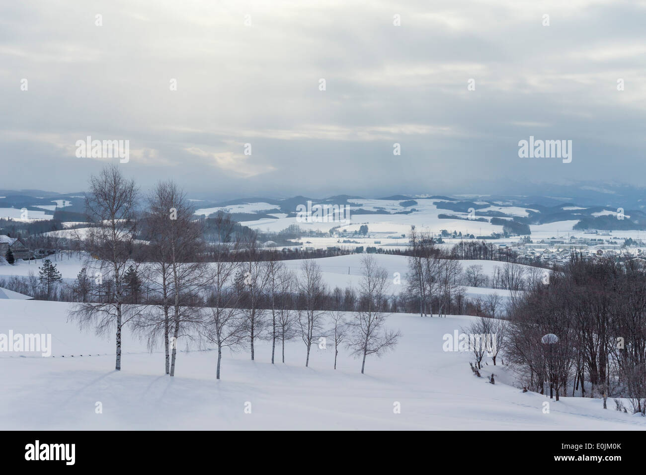 Biei Town in Winter Stock Photo - Alamy