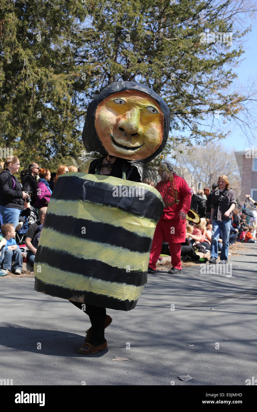A person in a bee costume at the May day parade in Minneapolis Stock ...