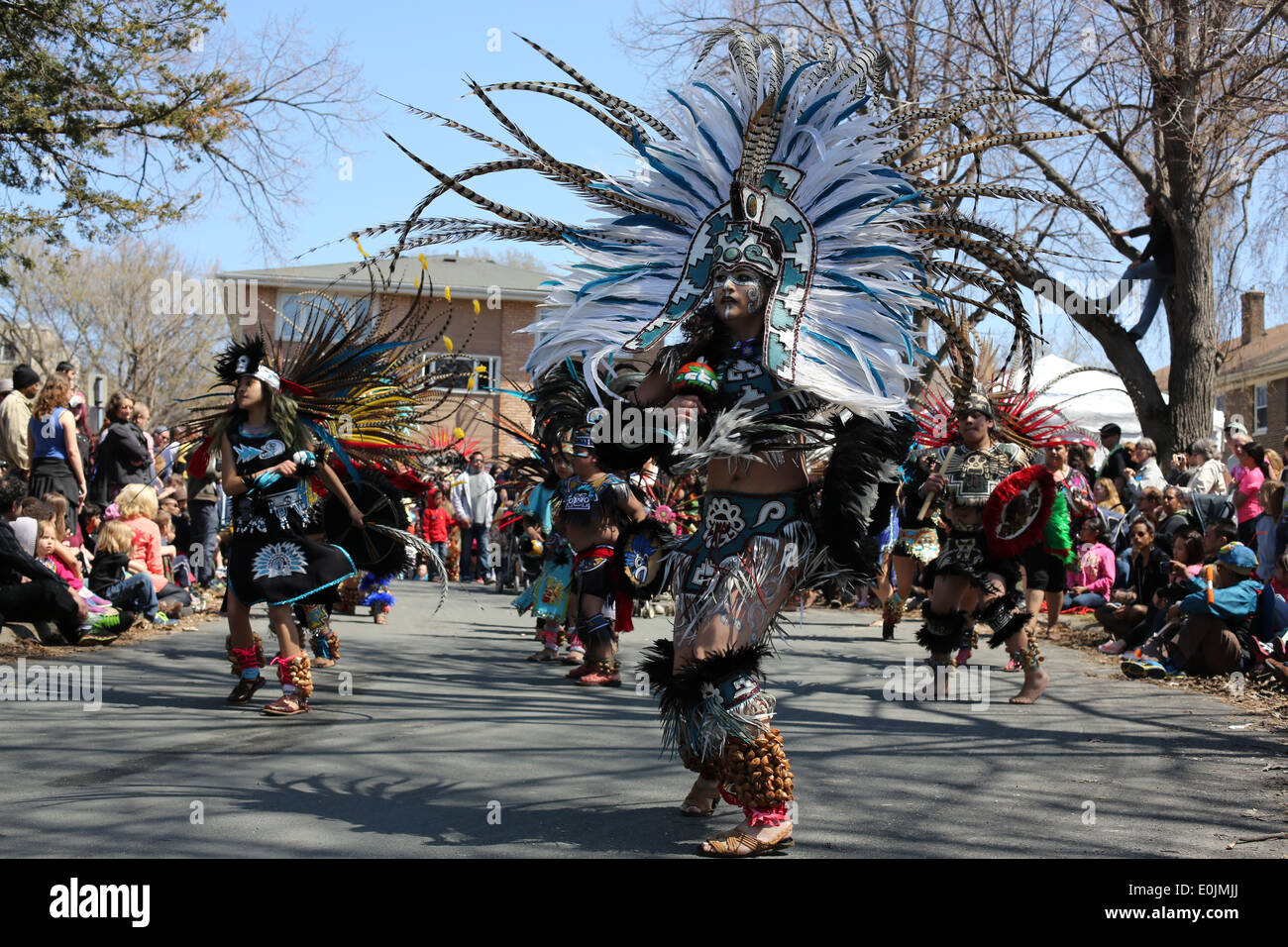 Native American dancers at the May Day parade in Minneapolis 2014 Stock ...
