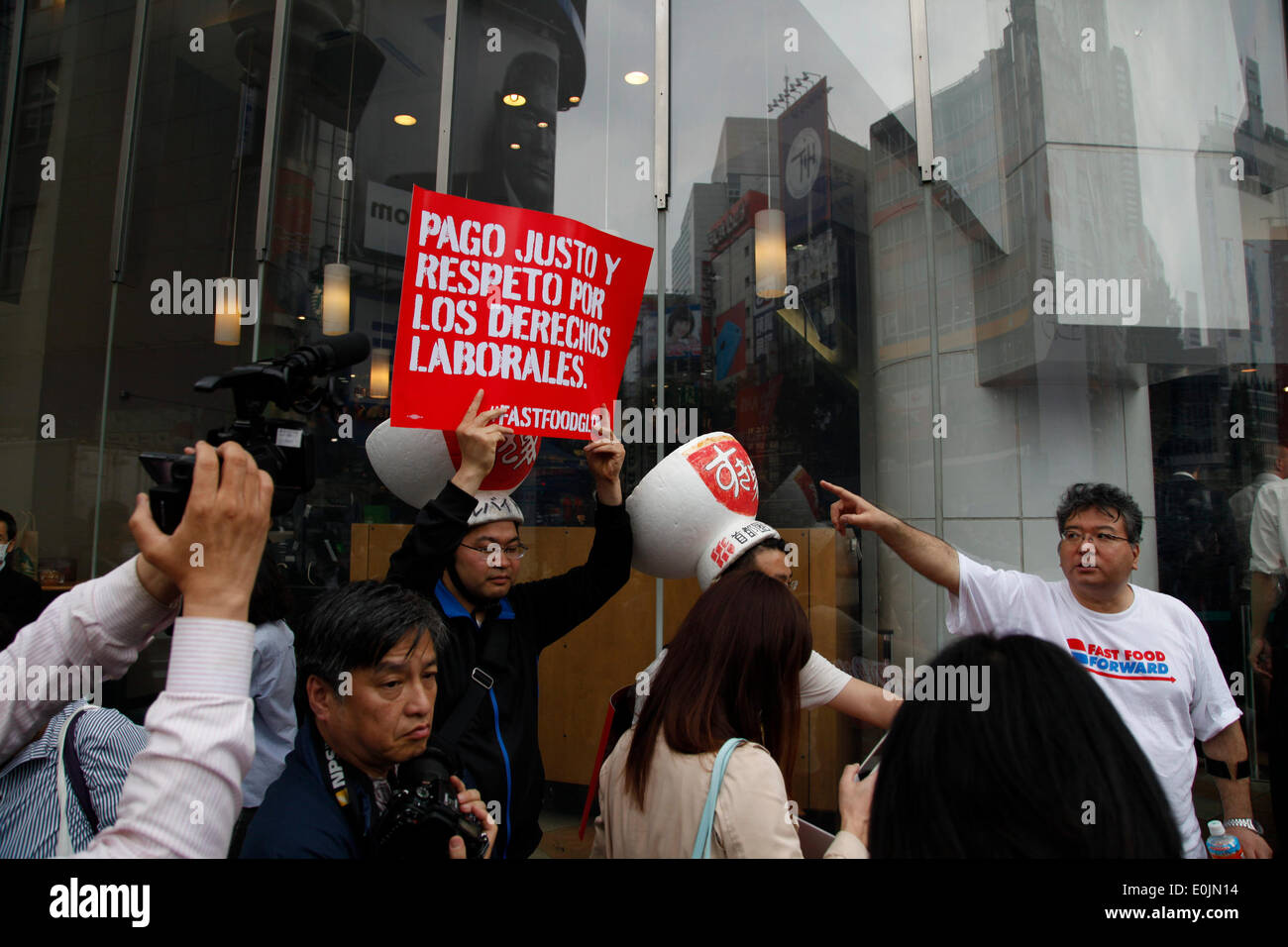 Tokyo, Japan - Fast-food workers protest for better payments and ...