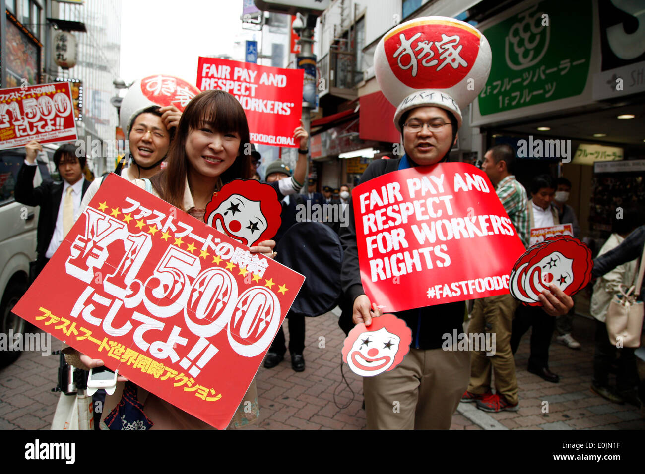 Tokyo, Japan - Fast-food workers protest for better payments and ...